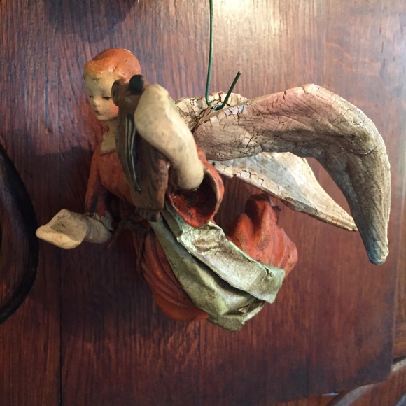 Holiday | Antique Paper Mache Cartapesta Angel With Harp | Poshmark